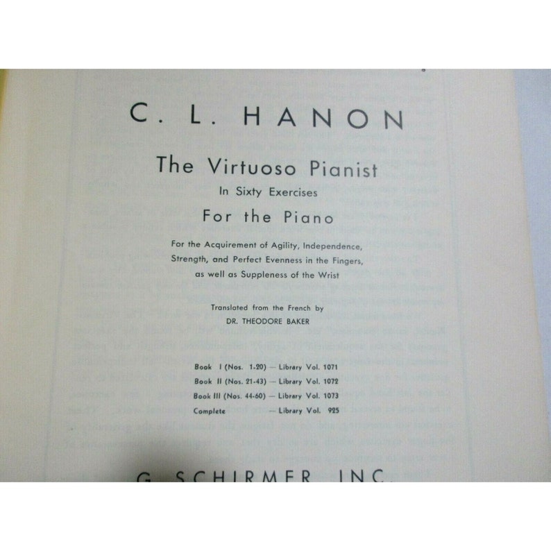 Schirmers Library Hanon the Virtuoso Pianist Book 1 Sixty Exercises Vol ...