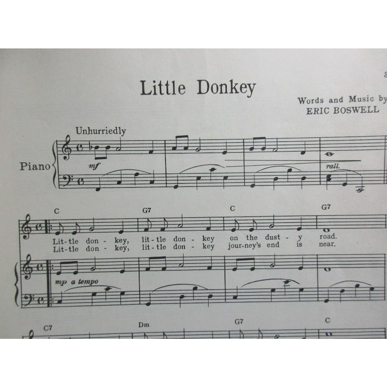 1959 Little Donkey by Patti Page Sheet Music Key of C Chappell Music Co ...