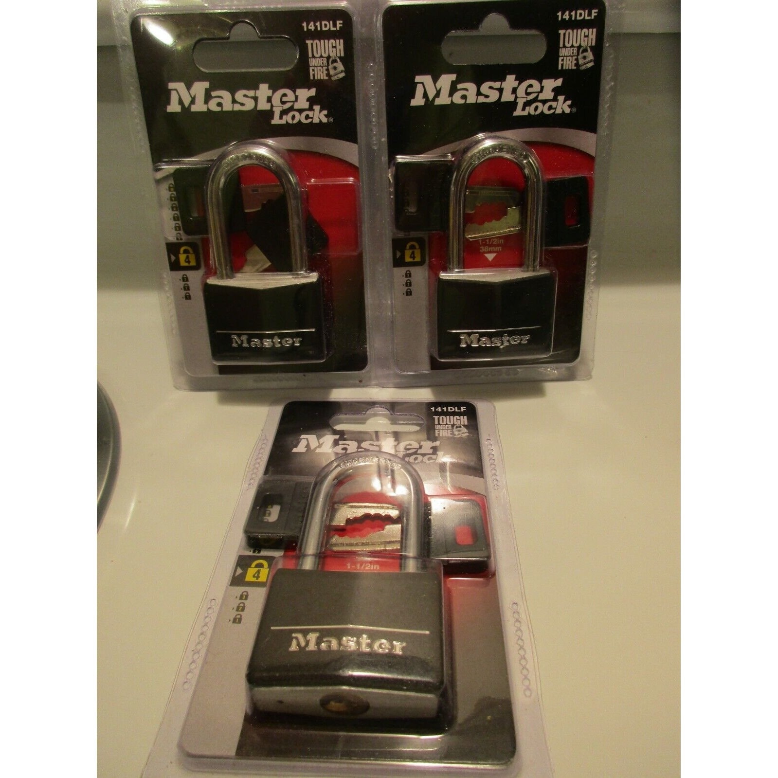 Lot of 3 MASTER LOCK 141DLF Black & Silver Long Shackle Padlock With 2 Keys - Etsy