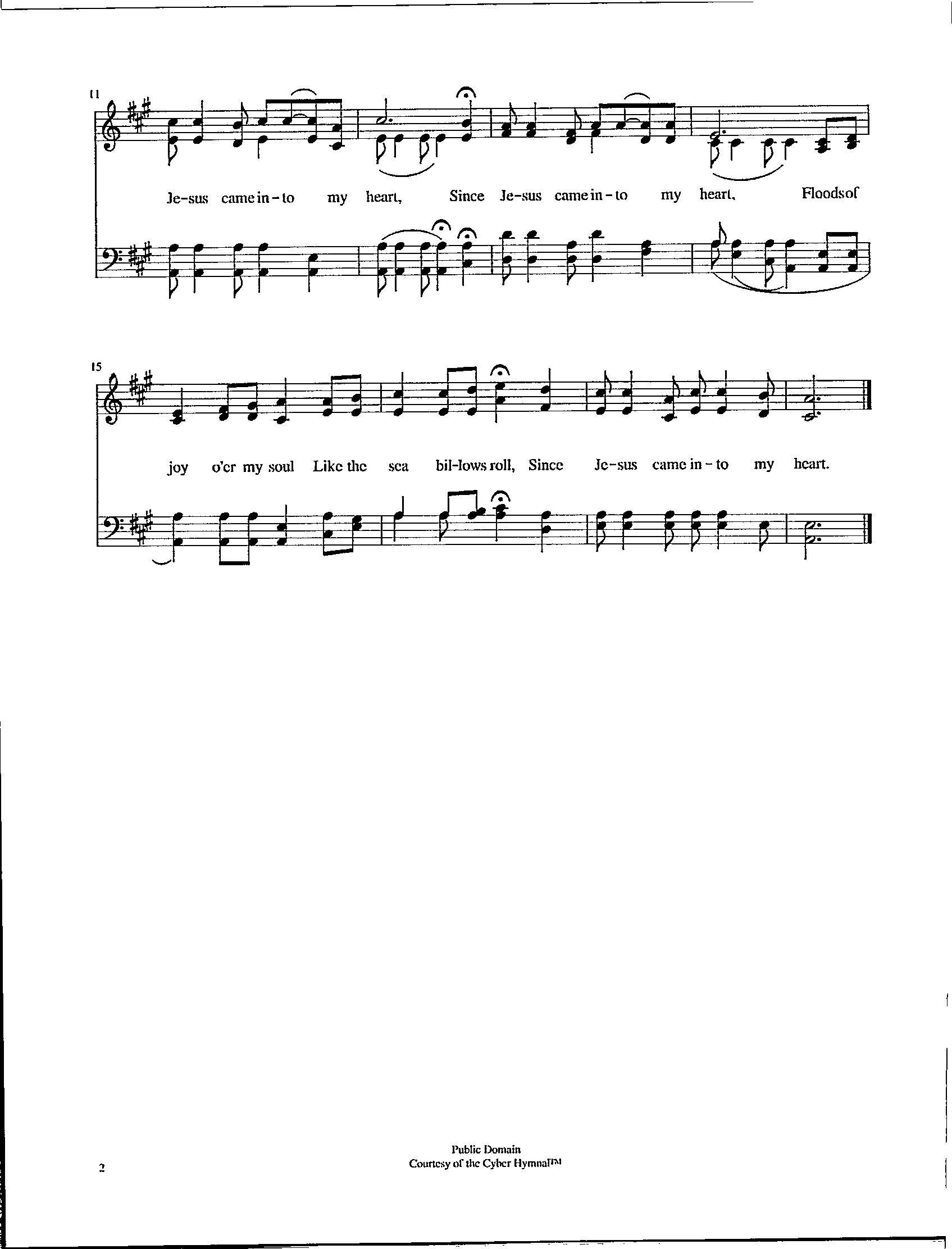 Since Jesus Came Into My Heart - Digital Download Hymn Tune for Piano ...