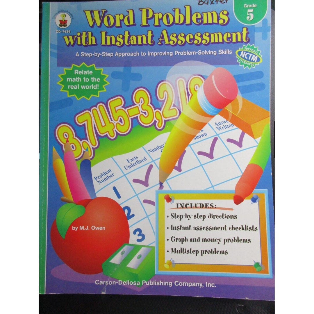 Word Problems With Instant Assessment Grade 5 Carson-dellosa Pub. 2003 ...