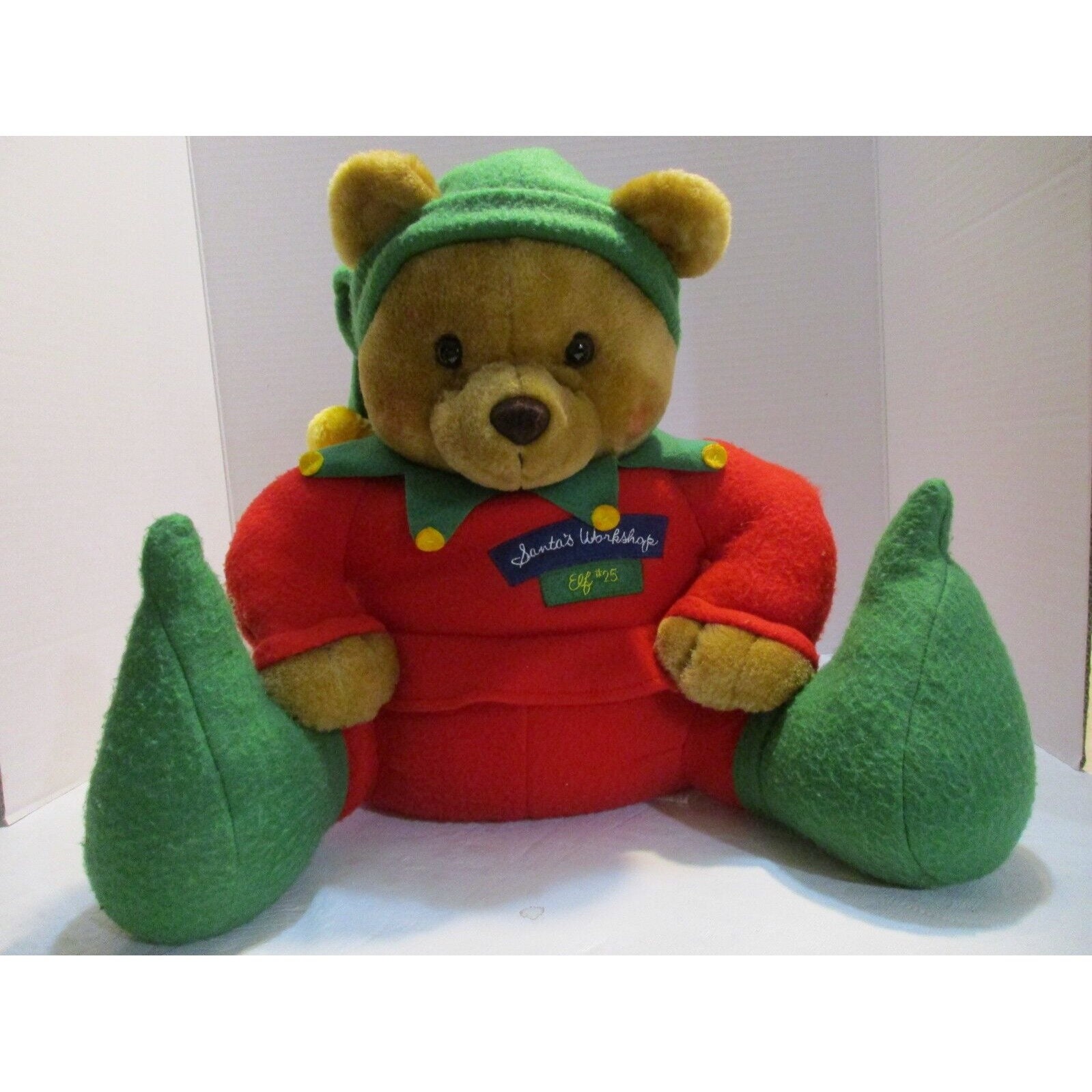 Hallmark Plush Bear Chris the Elf 25 Santa's Workshop 14tall Soft Teddy ...