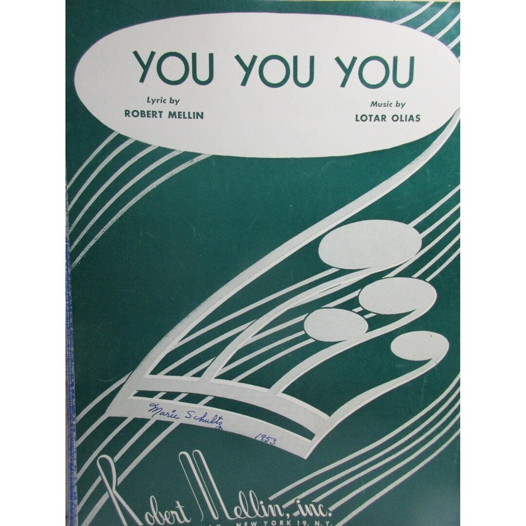 Sheet Music - You You You - Robert Mellin Inc. 1953 - Etsy