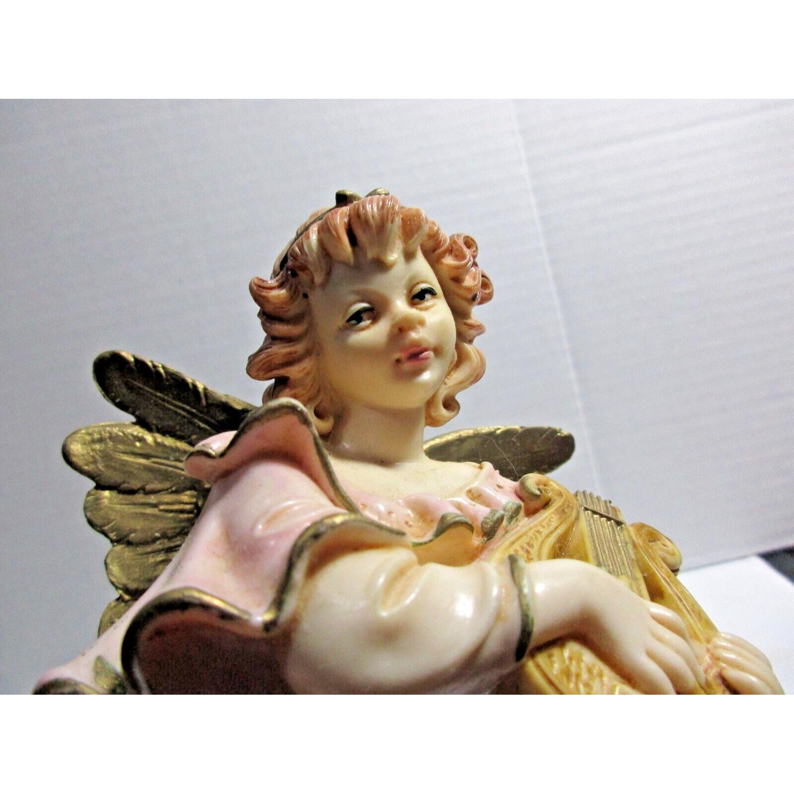 Beautiful Stand Alone Sleepy Angel Playing Harp Porcelain 8"t X 4"w ...