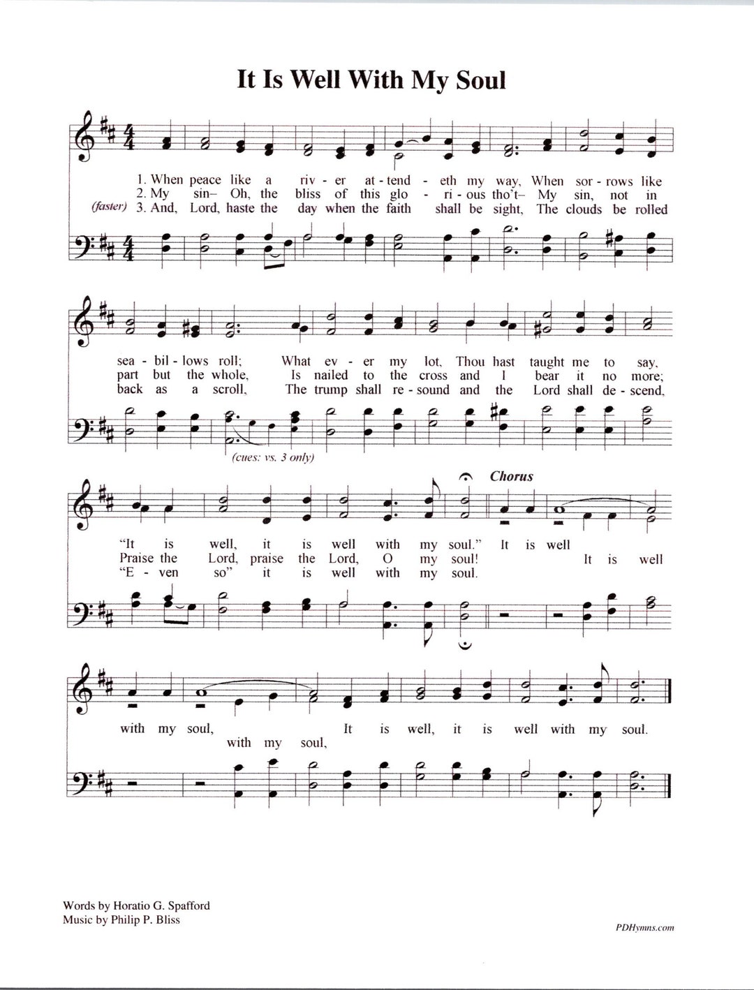 It is Well With My Soul - Printable Hymn Tune Sheet Music Piano and ...
