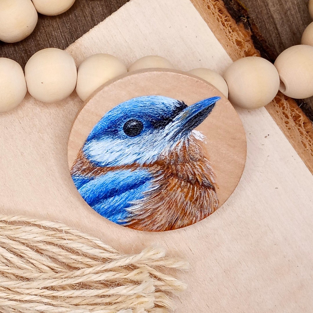 Eastern Bluebird Painted Magnet, Bird Lover Gift, Fridge Magnet, Bird ...