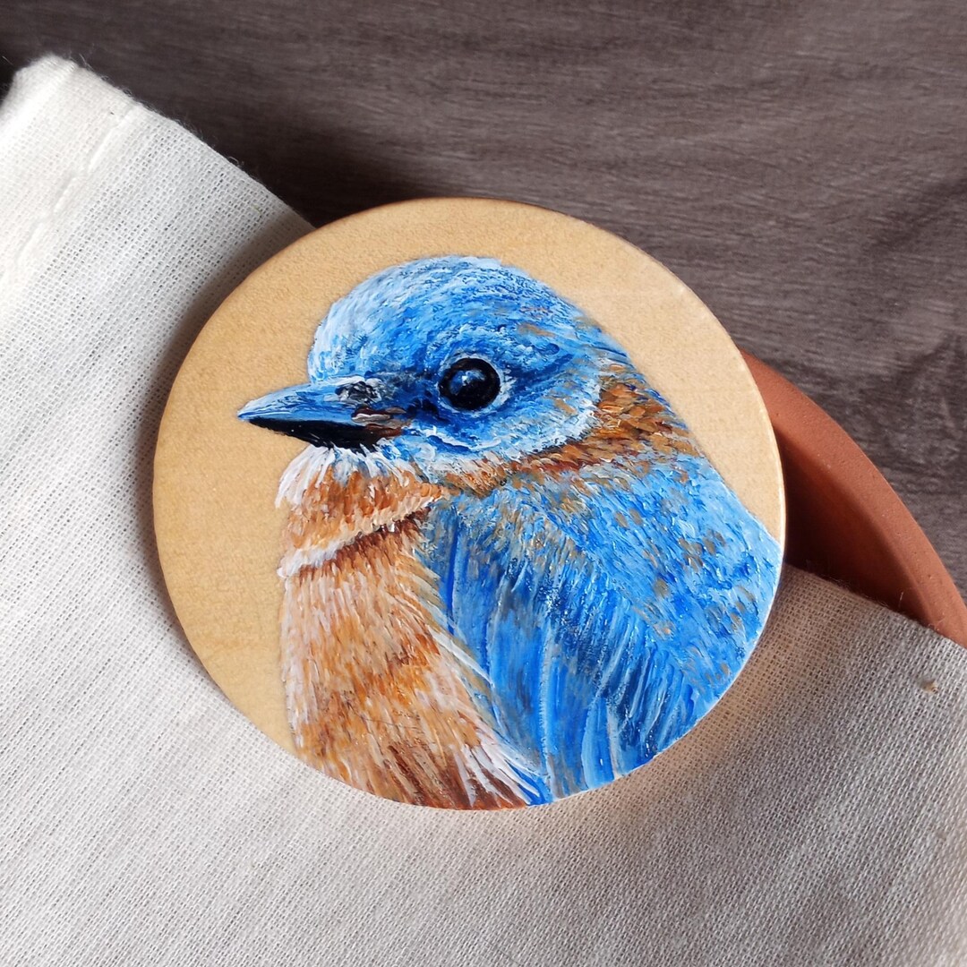 Hand Painted Eastern Bluebird Magnet, Bird Lover Gift, Fridge Magnet ...