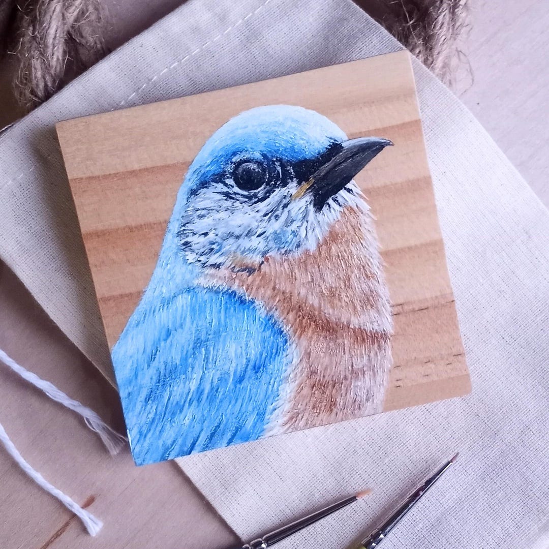 Detailed Eastern Bluebird Magnet, Hand Painted Bluebird Magnet, Fridge ...