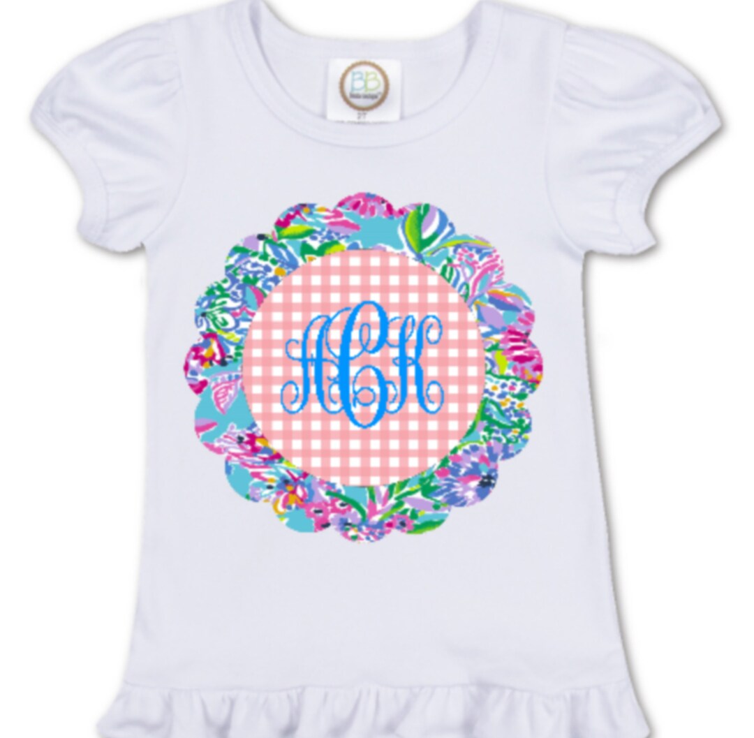 Lilly Monogram Scallop Circle, Transfer Ready to Press, - Etsy