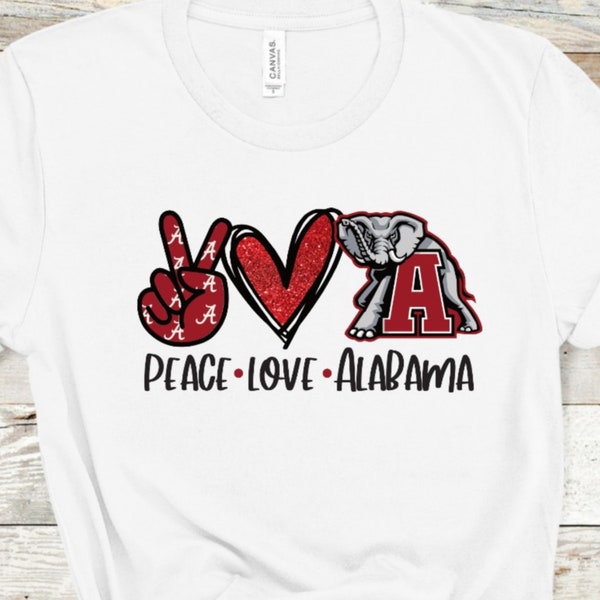Peace Love Alabama Svg - Etsy
