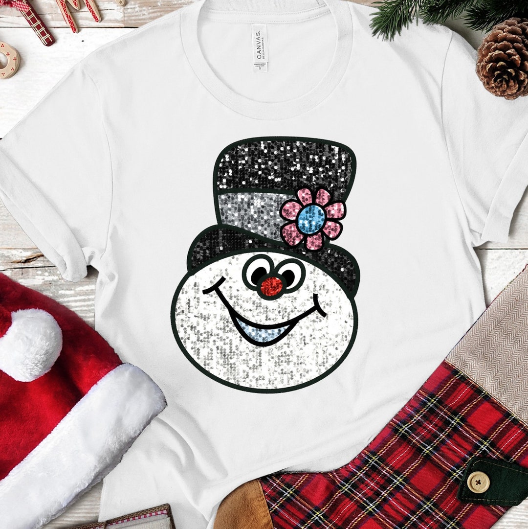Frosty the Snowman Faux Sequin Glitter Iron on Vinyl Decal Transfer - Etsy
