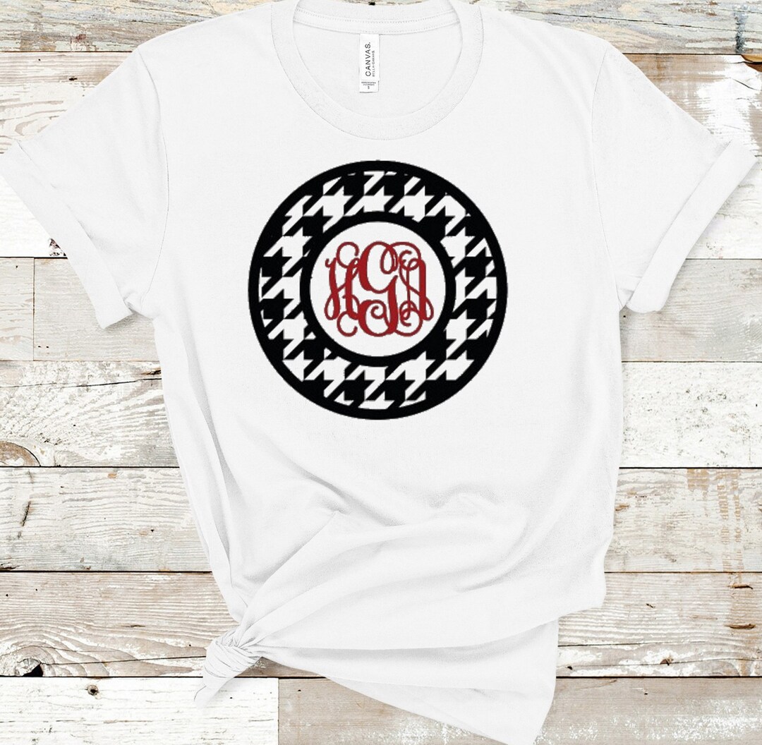 Houndstooth Alabama Circle Monogram Iron on Decal Multiple Sizes ...