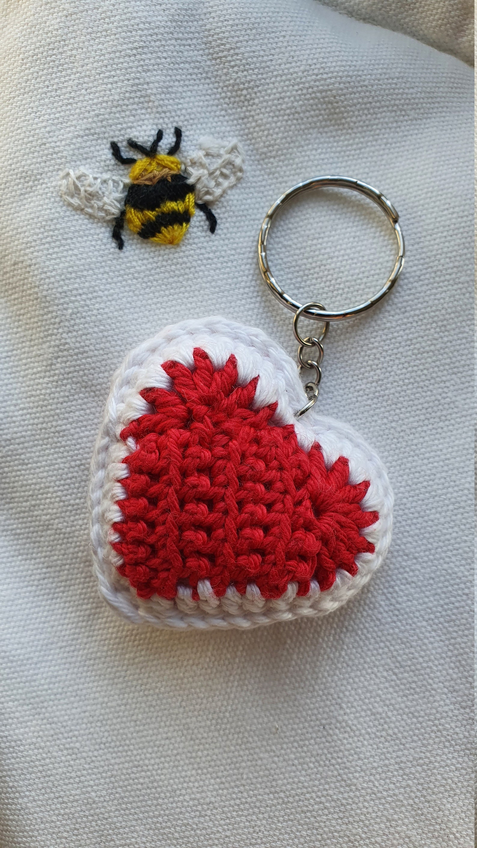 Crochet Heart Keychain Crochet Heart Keyring Crochet | Etsy