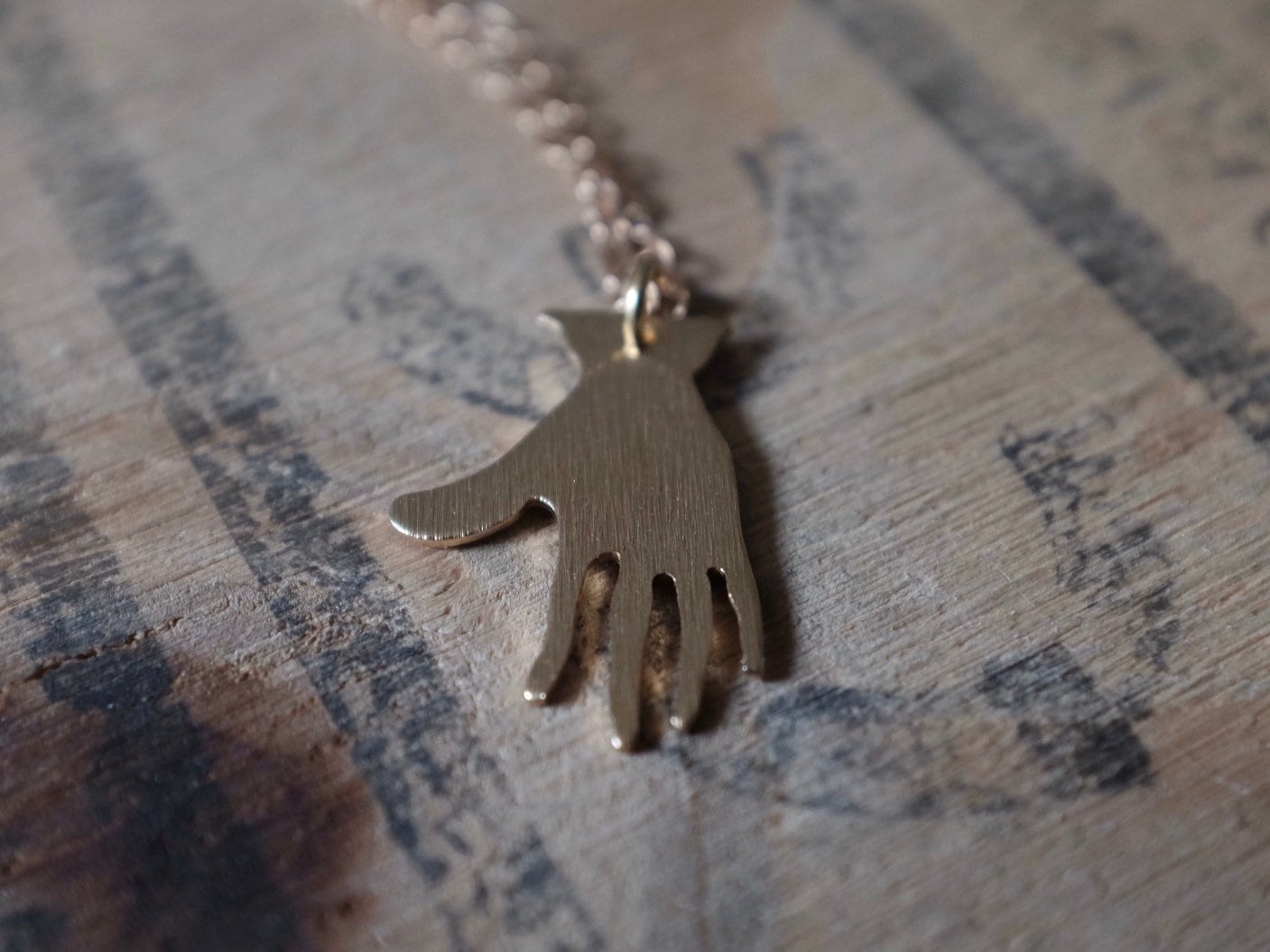 Little Gold HAND Necklace/ Minimal Brass Necklace/ Inspirational Boho ...