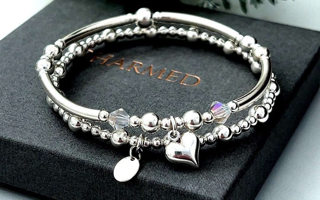 Sterling Silver Stretch Stacking Beaded Bracelet Set Special - Etsy UK