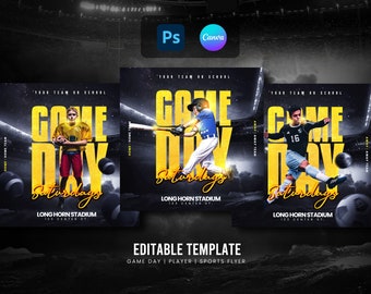 Blue Sports Poster Player Card Canva and Photoshop Template - Etsy