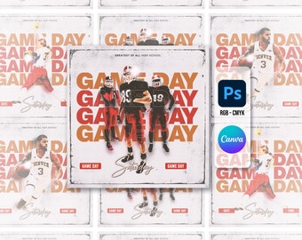 Sports Poster, Game Day Design, Game Night Template, Player Poster - Etsy