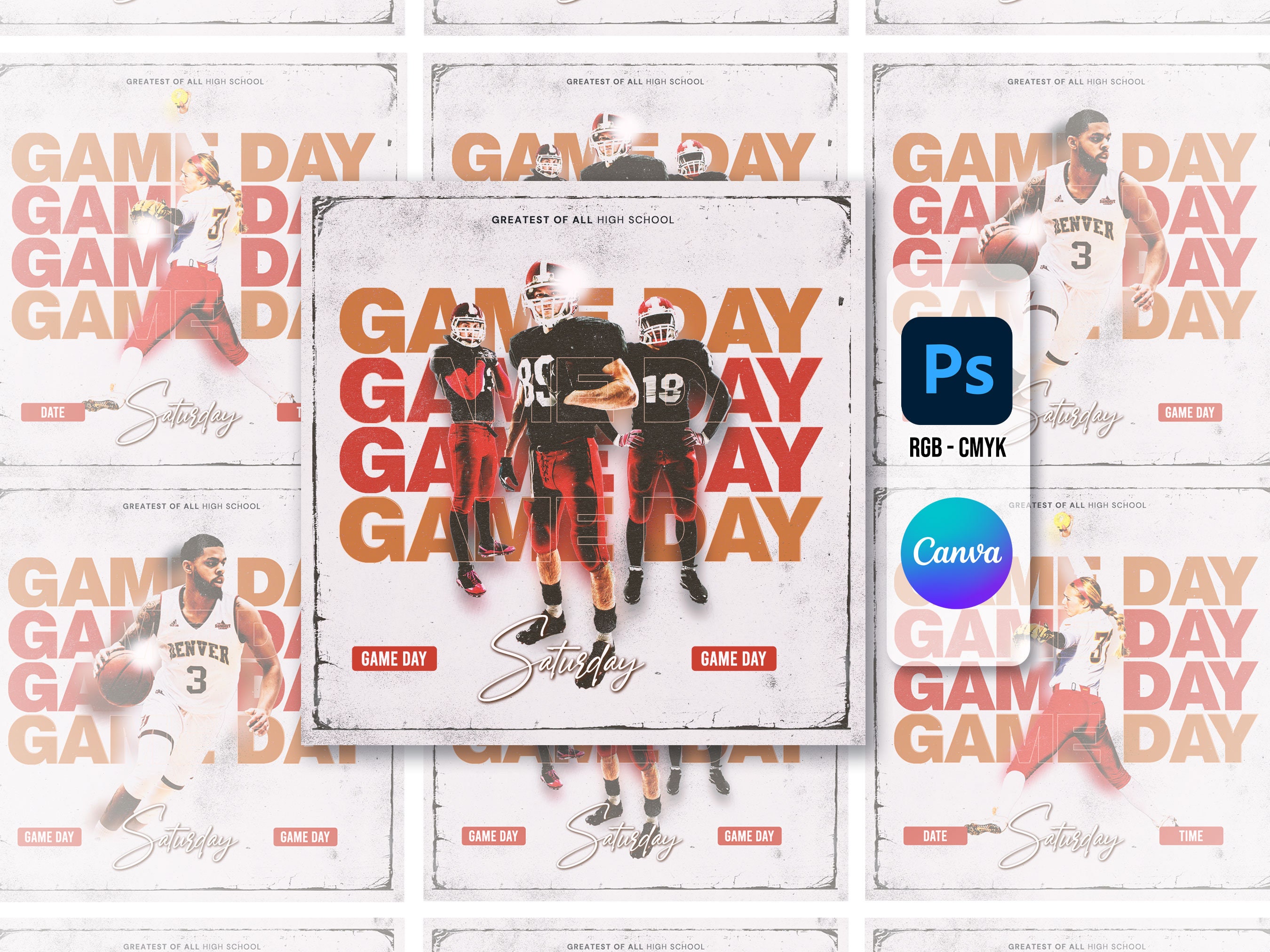 Sports Poster, Editable Game Day Design, Game Night Football Template, Player Poster - Etsy