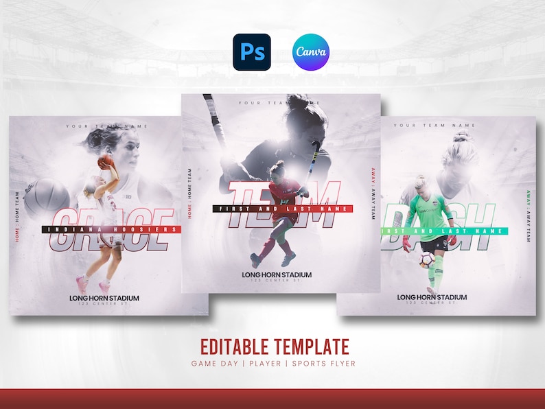 Sports Poster, Game Day Design, Game Night Template, Player Poster - Etsy
