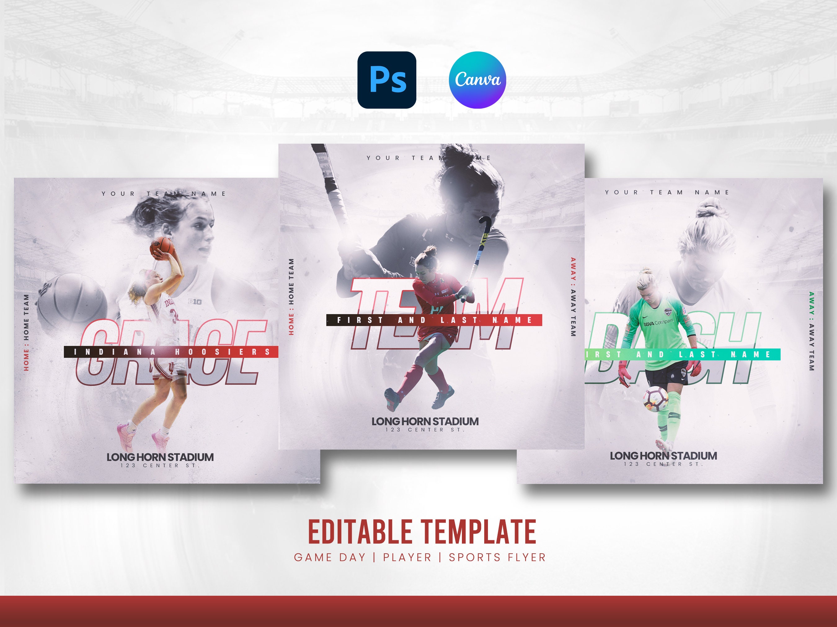 Sports Poster, Game Day Design, Game Night Template, Player Poster - Etsy