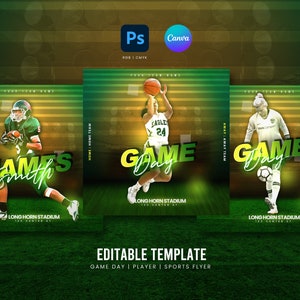 Sports Poster, Game Day Design, Game Night Template, Player Poster - Etsy