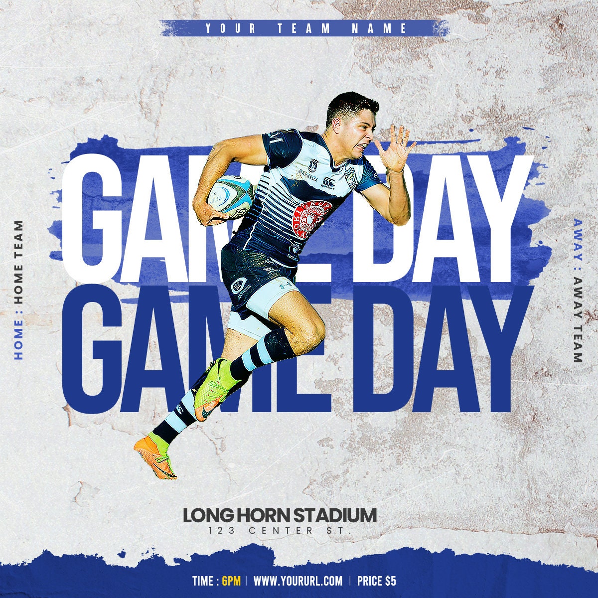 Blue Sports Poster, Player Card Canva and Photoshop Template - Etsy