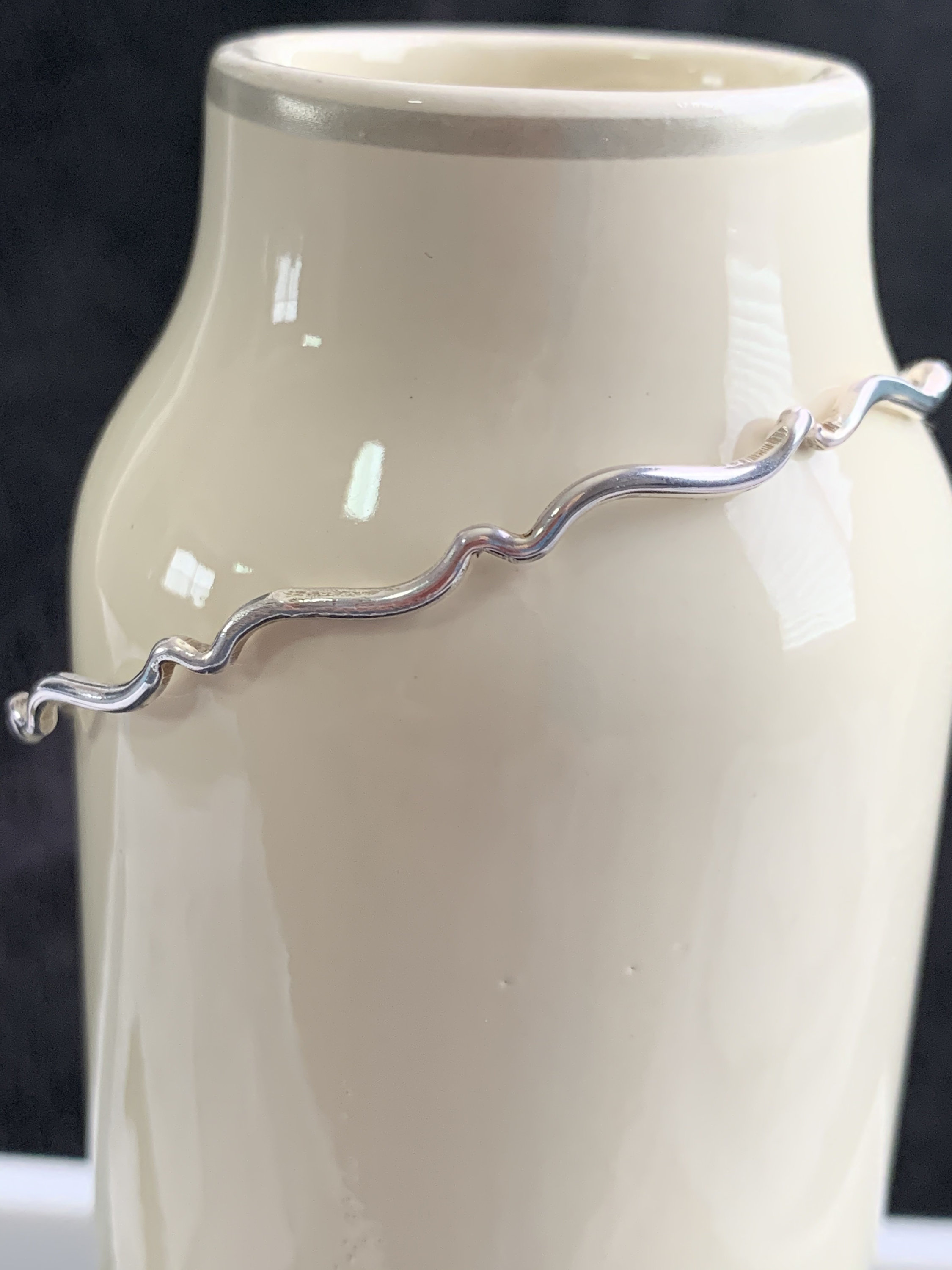 Sterling Silver Wave Bangle Bracelet Size Adult Small - Etsy Hong Kong