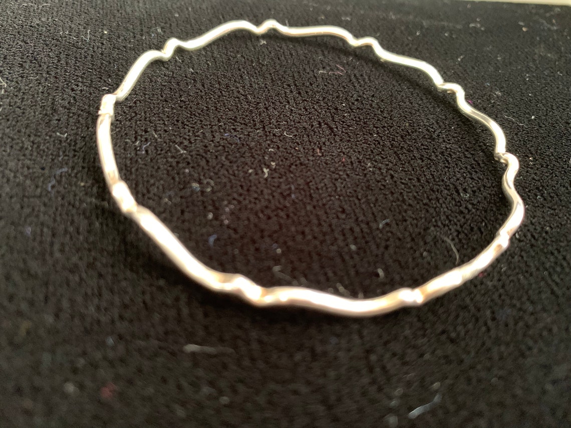 Sterling Silver Wave Bangle Bracelet Size Adult Small - Etsy Hong Kong