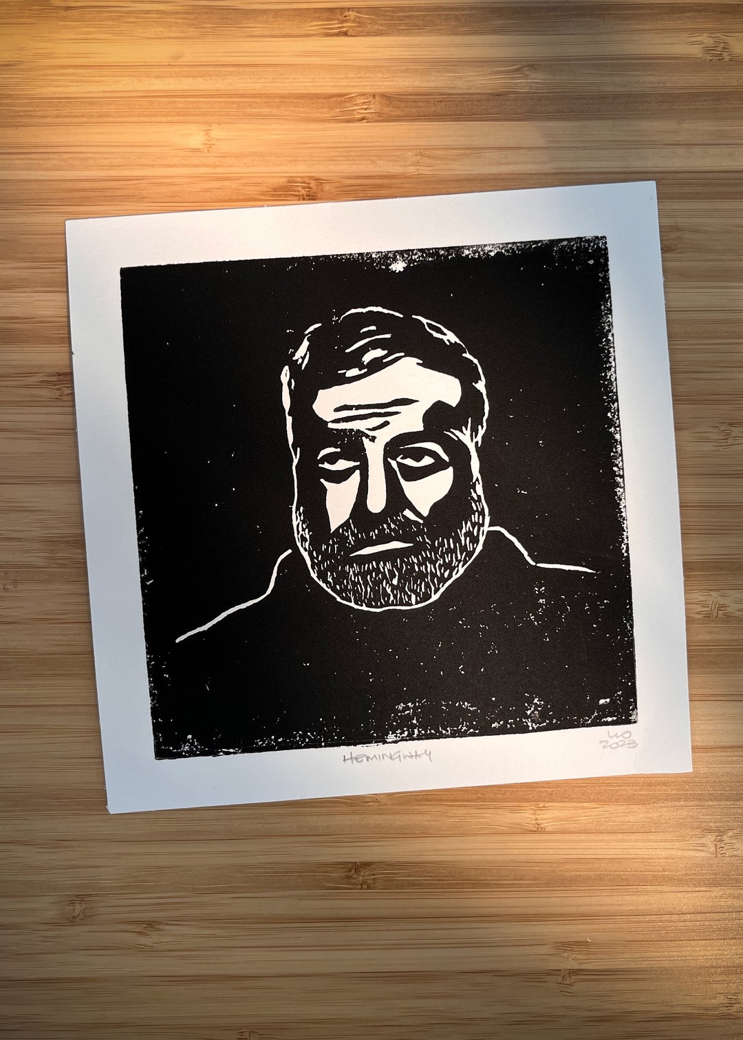 Hemingway Lino Print - Etsy