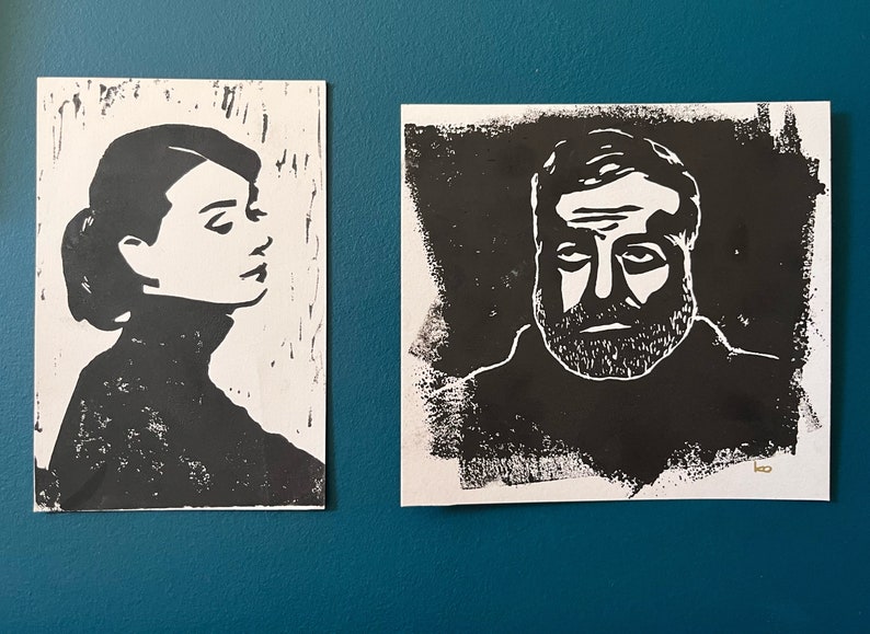 Hemingway Lino Print - Etsy