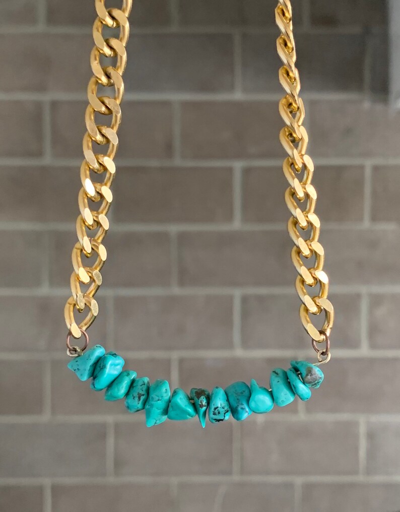 RARE Turquoise Stone Outlander Inspired Necklaces on Gold Cuban Link ...