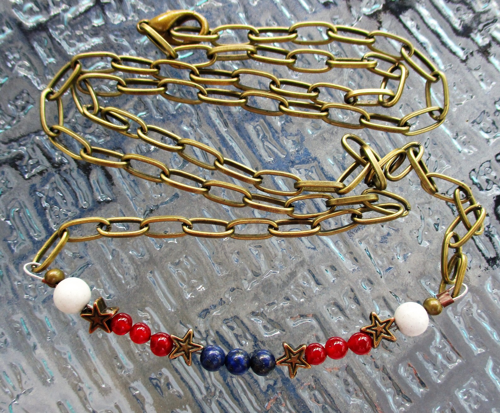 Red White and Blue in Rustic Form 2 Brass Accents and Glass | Etsy