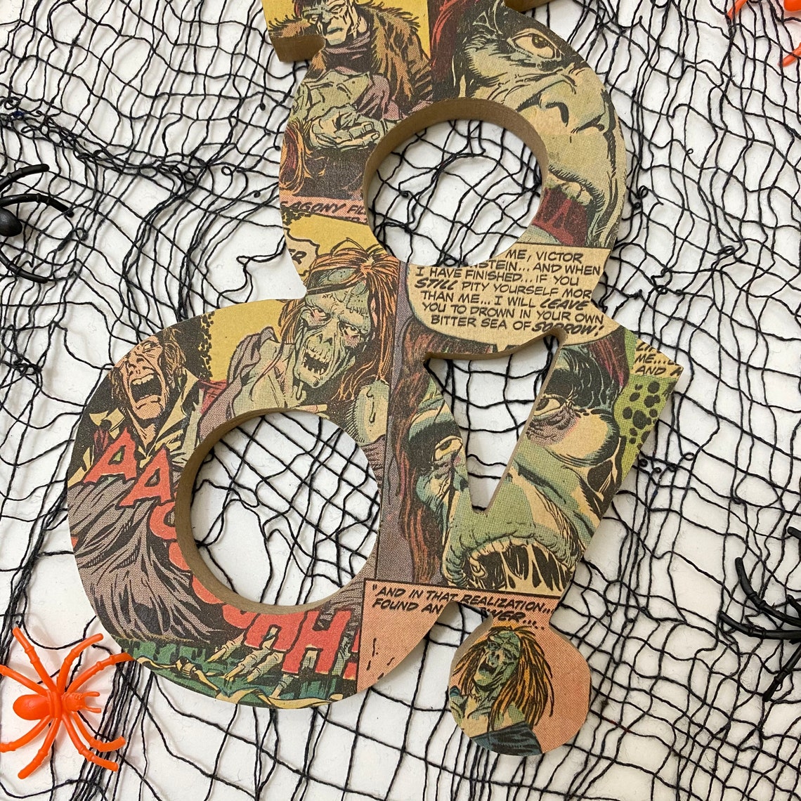 Boo Sign Frankenstein Sign Halloween Sign Comic Decor - Etsy