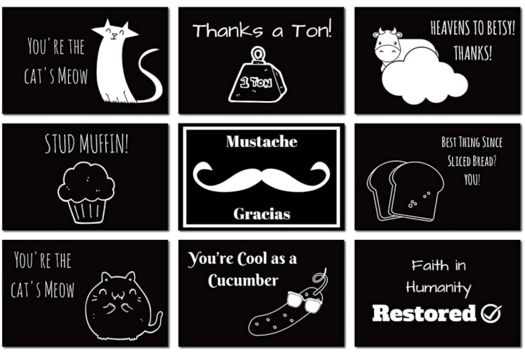 Printable PDF Funny and Punny Thank You Cards 10 Unique - Etsy