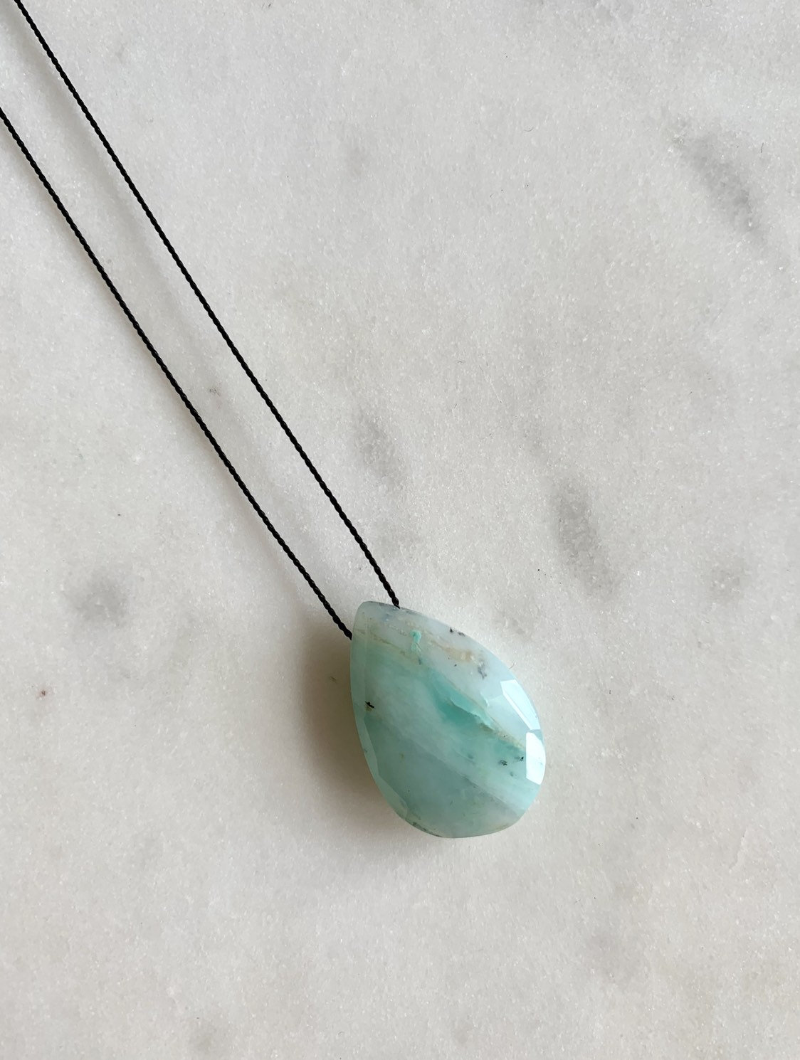 Peruvian Blue Opal GEM DROP Healing NECKLACE with Faceted Briolette ...