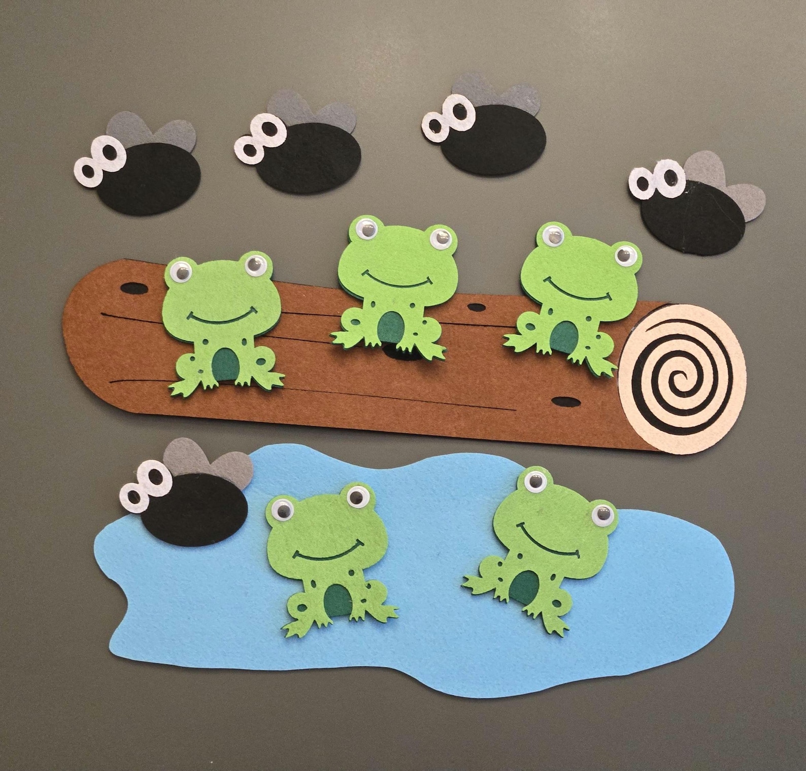 5 Green and Speckled Frogs Felt Story Set - Etsy