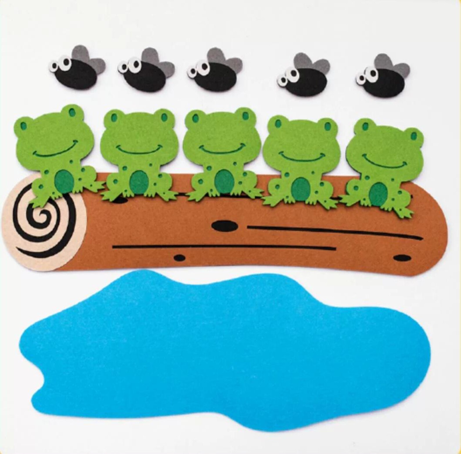 5 Green and Speckled Frogs Felt Story Set - Etsy