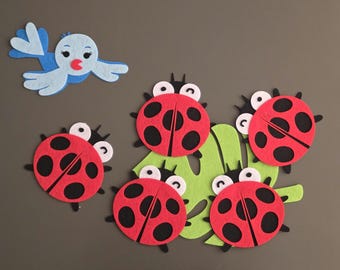 5 Little Ladybugs Felt Set / Ladybug Flannel Board / Spring / Preschool ...