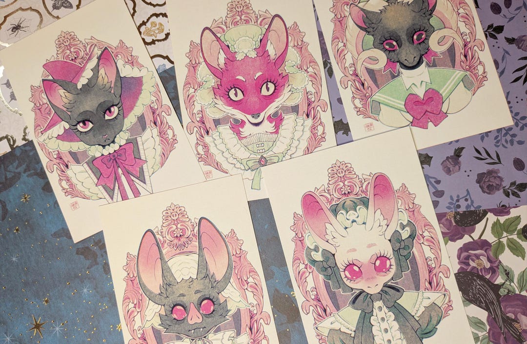Witchy Animal Art Prints | Vintage Occult Illustration (4x6) - Etsy