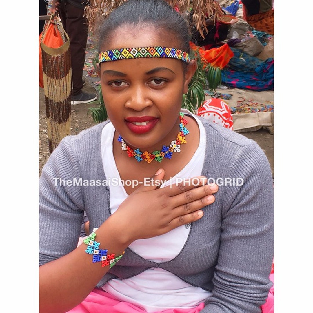 African Jewelry Set of Headband,choker and Bracelet - Etsy