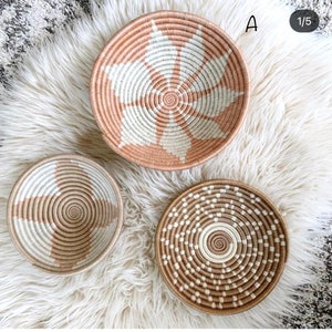 Set of 3 African Wall Baskets / Rwanda Baskets / Wall Baskets - Etsy