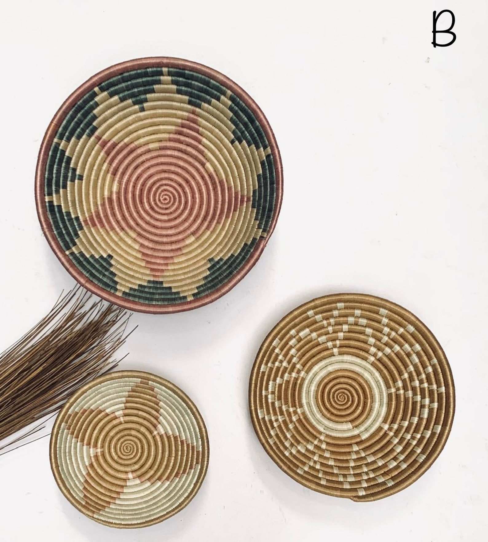 Set of 3 African Wall Baskets / Rwanda Baskets / Wall Baskets | Etsy