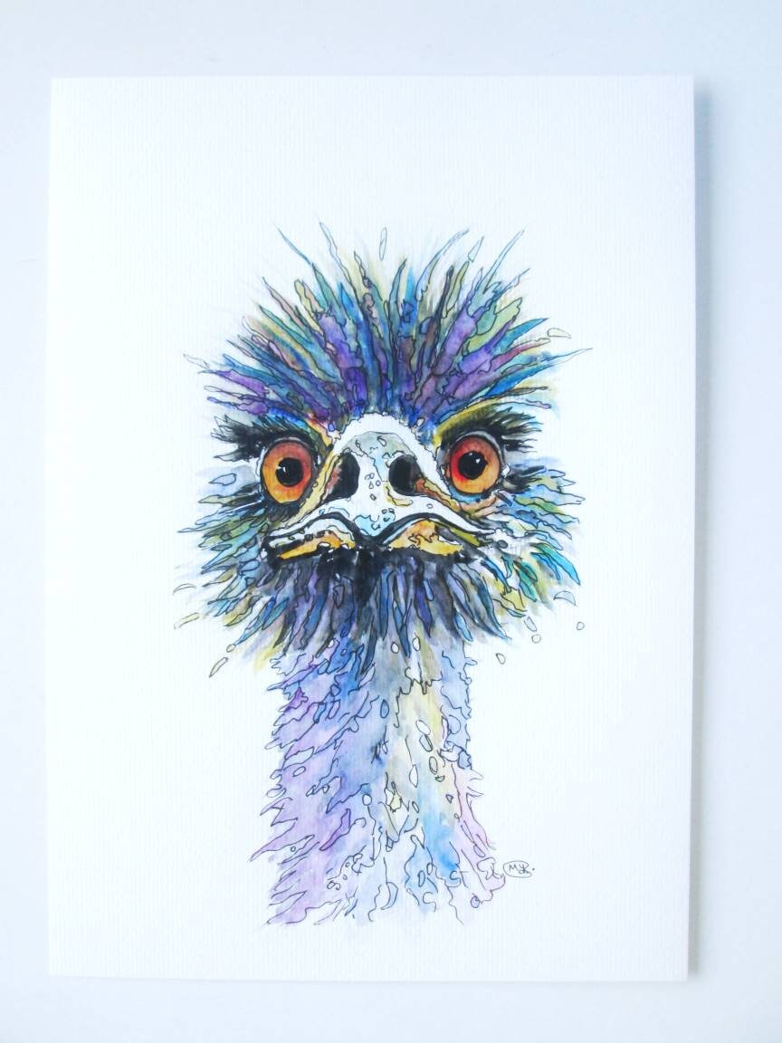 Emu Original Watercolour Painting by Marjansart Emu Bird Art - Etsy UK