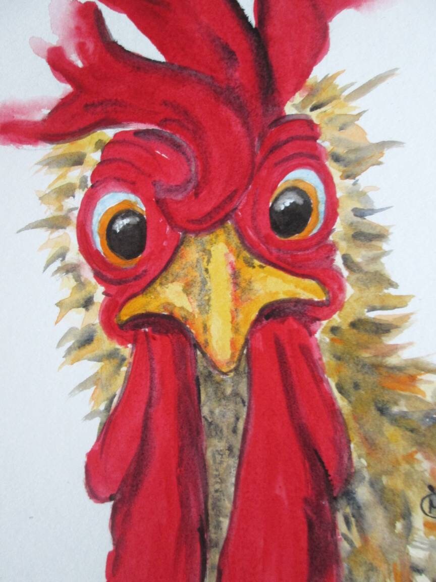 Original Rooster Art Cockerel Painting Farm Animal Farm - Etsy UK