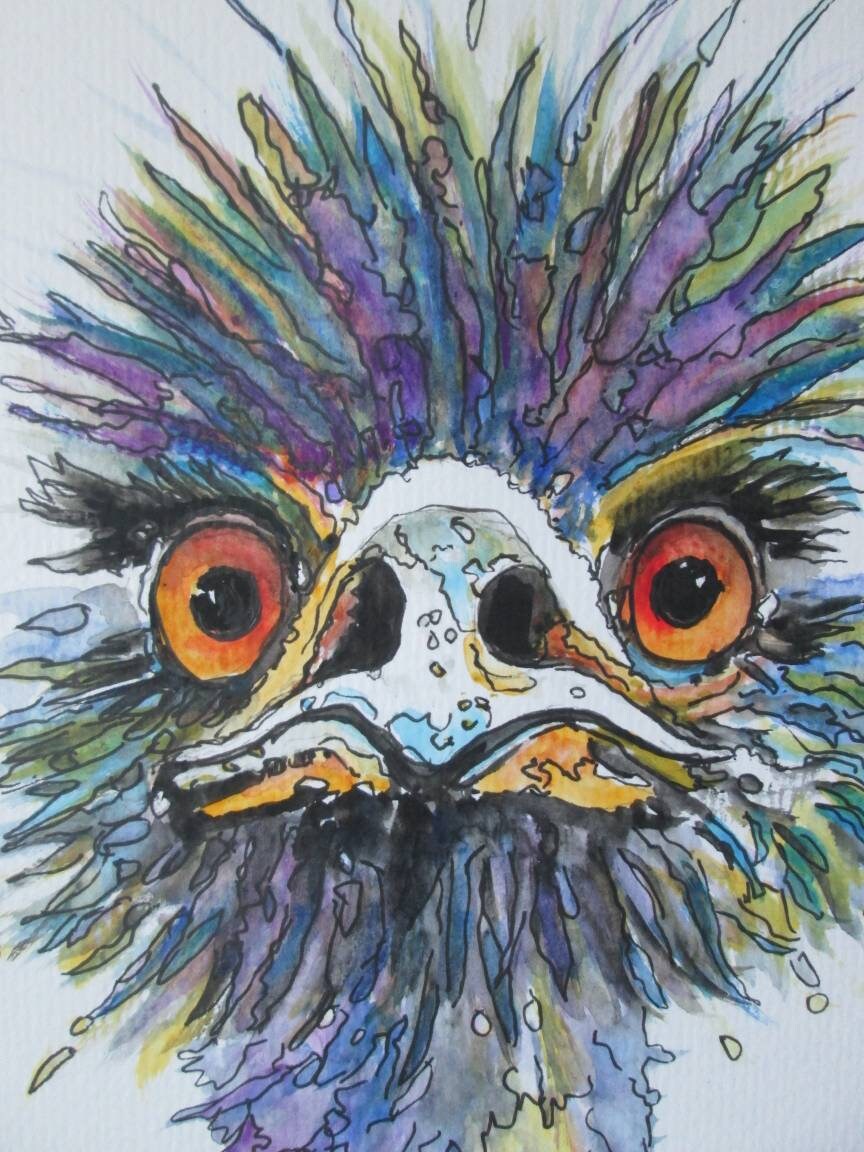 Emu Original Watercolour Painting by Marjansart Emu Bird Art - Etsy UK