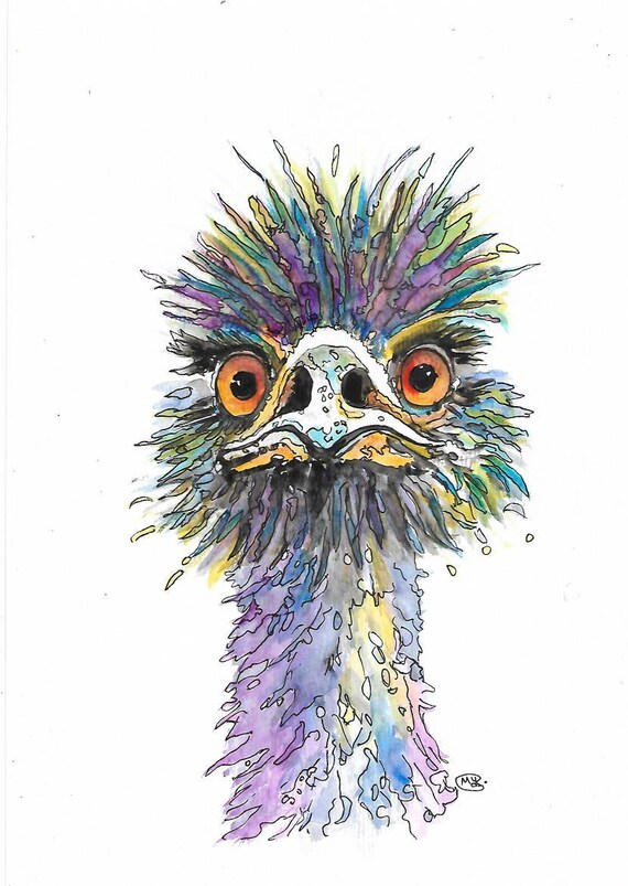 Emu Original Watercolour Painting by Marjansart Emu Bird Art | Etsy UK