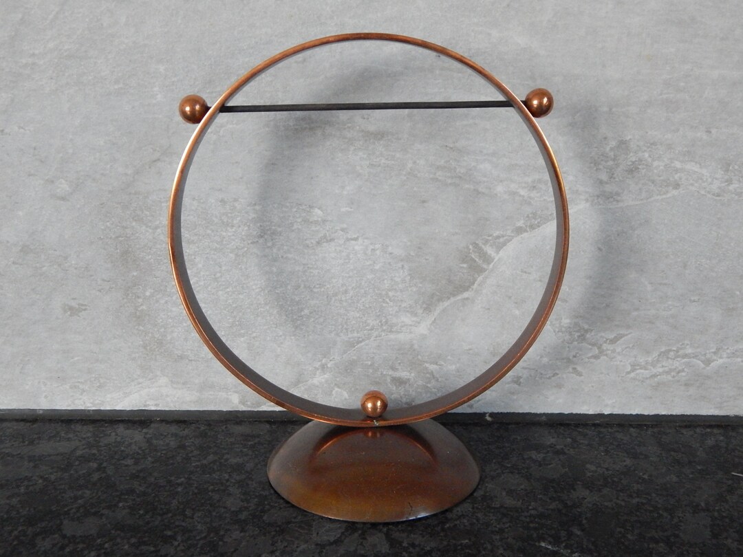 Vintage Copper Sign Holder Round Bigger Copper Sports Memorabilia Stand ...