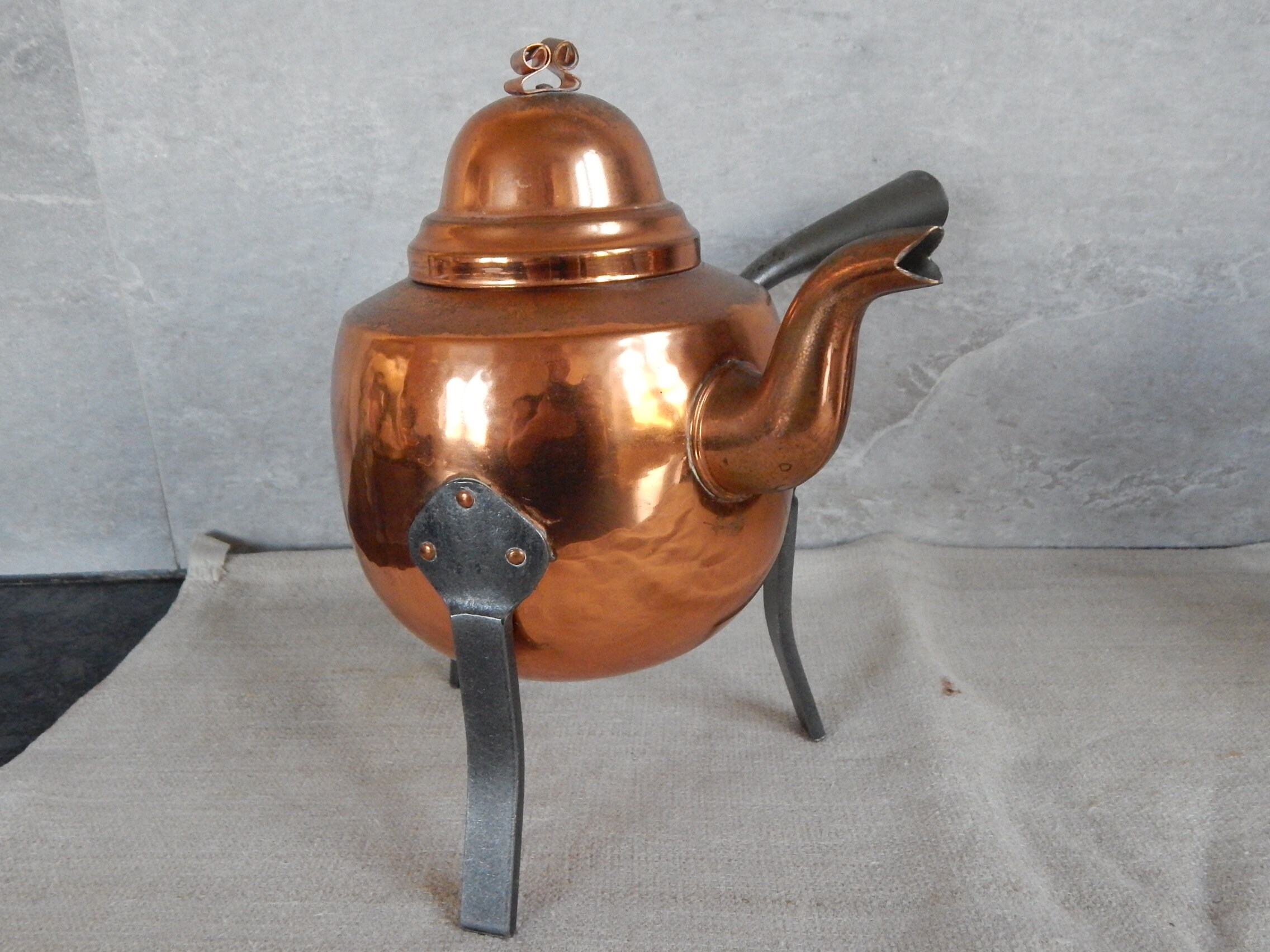 Handmade Swedish Vintage Medium Copper Coffee Pot With Steel Handle ...