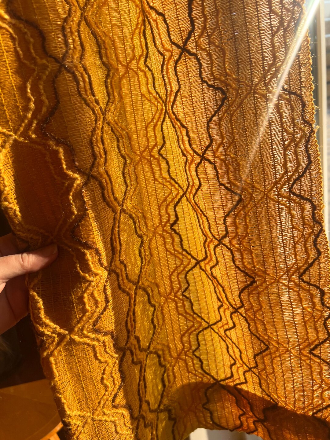 Set of 2 Vintage Swedish Curtains Bright Mood Yellow Shades With Brown ...