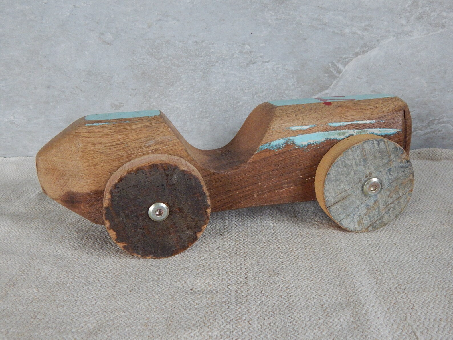 Vintage Style Hand Made Wooden Push Car Toy Rustic Heavy Wood - Etsy